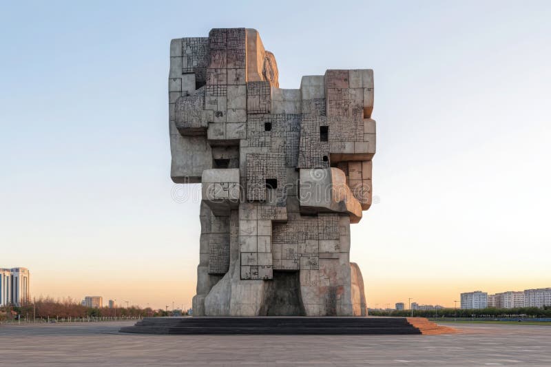 Giant Puzzle-shaped Statue Representing Knowledge at Sunrise in an ...