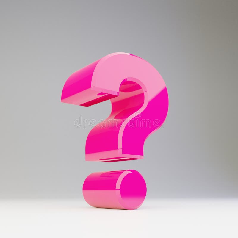 Giant Question Mark 3D Symbol. Rendered Glossy Pink Font Isolated on ...