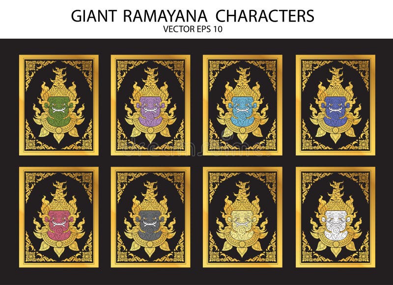 Giant Ramayana characters stock vector. Illustration of holiday - 72587427