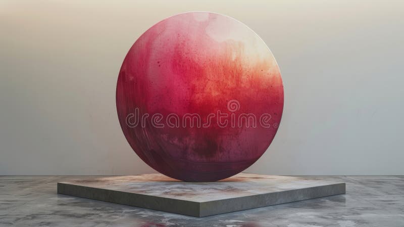 Giant Red Glossy Sphere on a Concrete Platform Stock Illustration ...