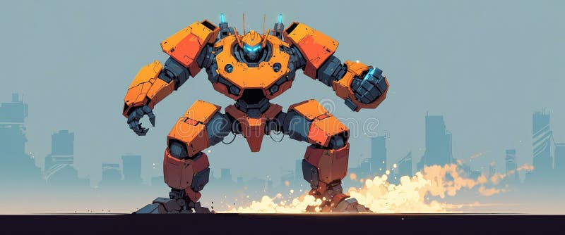 Giant Robot Futuristic Sci-fi Robot Warrior. Stock Image - Image of ...