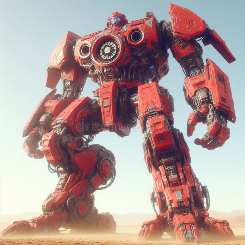 A Giant Robot Stands Proudly Isolated on a Desert Background 8 Stock ...