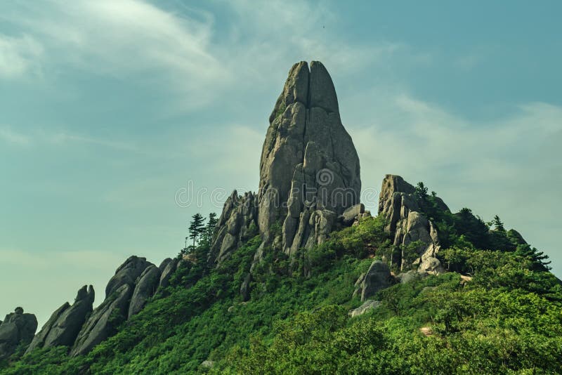 A Giant Rock Looks Up into the Sky. Stock Photo - Image of ridge ...