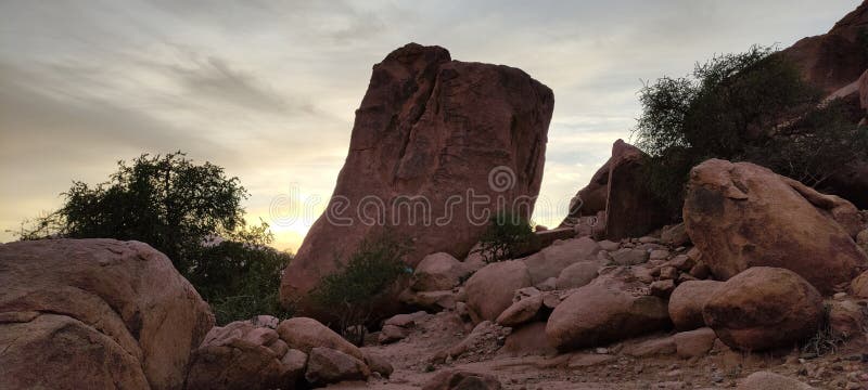 Giant Rock Watching the Sunset Stock Image - Image of natural, forest ...