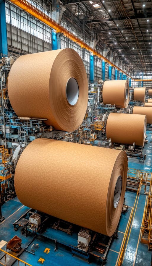 Giant Rolls of Paper in a Modern Paper Mill, Industrial Manufacturing ...
