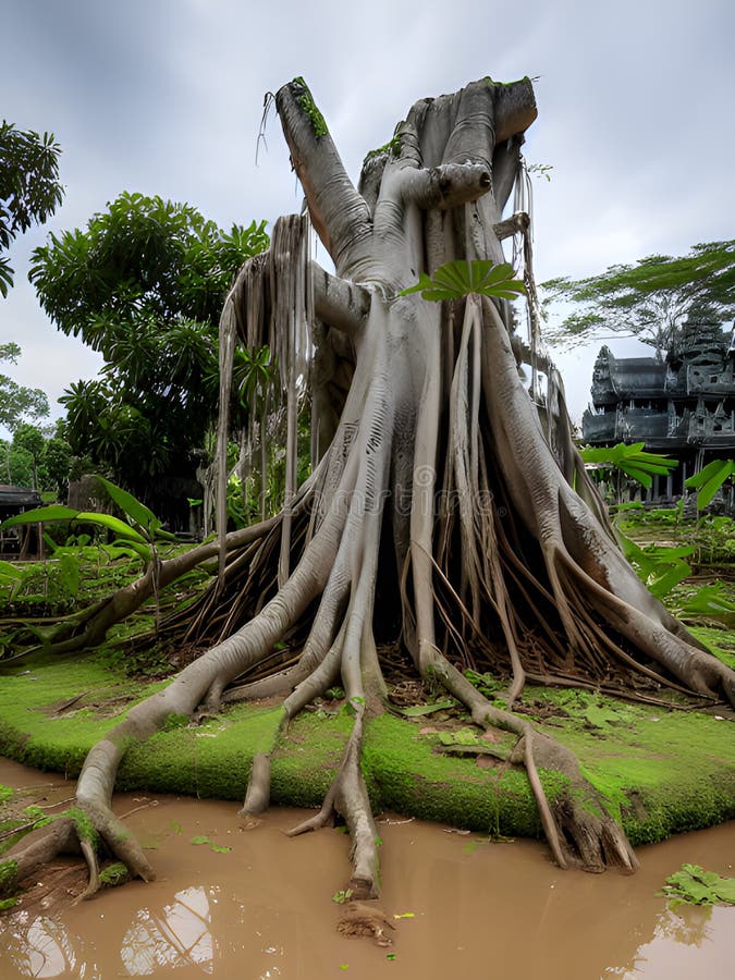 Giant Roots in a Tree in a Tropical Forest, AI Generated Stock ...