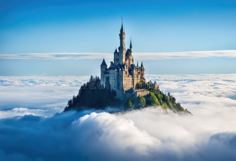 A Giant-s Castle in the Clouds Stock Illustration - Illustration of ...