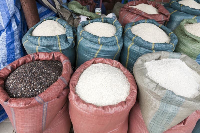 Rice Sacks stock photo. Image of neat, brown, grain, wrapping - 17121760