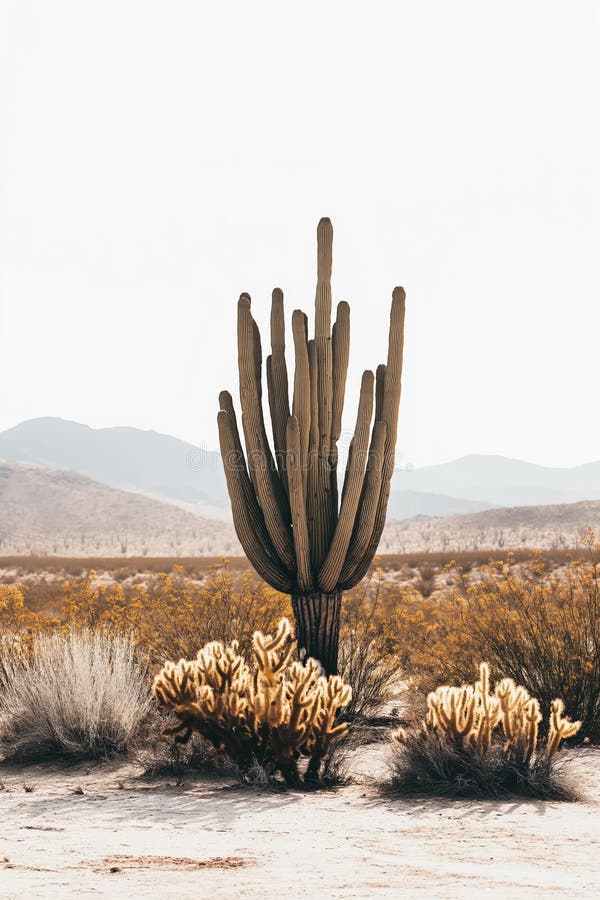 Giant Saguaro Cactus Standing Tall in the Desert Landscape Stock Image ...