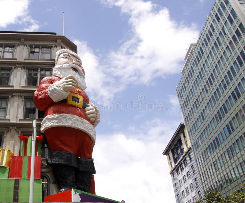 Giant Santa Claus on Building Stock Image - Image of building, office ...
