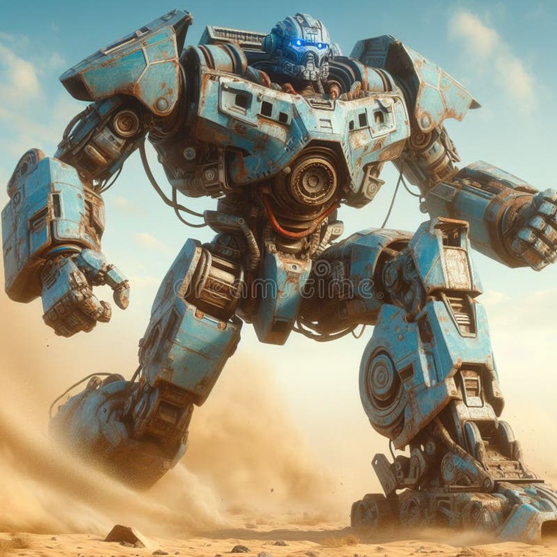 A Giant Sci Fi Robot Stands Proudly Against a Desert Backdrop 5 Stock ...