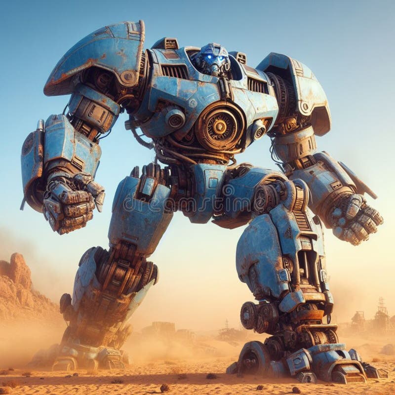 A Giant Sci Fi Robot Stands Proudly Against a Desert Backdrop 8 Stock ...