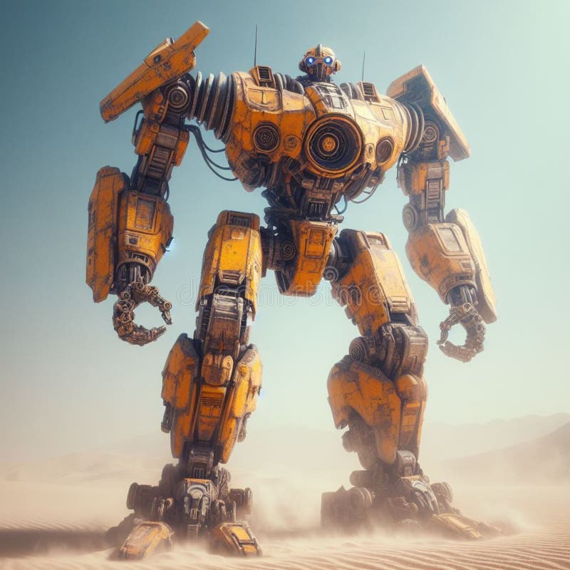 A Giant Sci Fi Robot Stands Proudly Against a Desert Backdrop 9 Stock ...