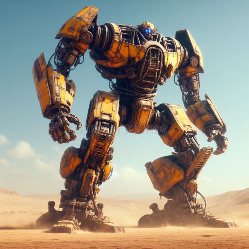 A Giant Sci Fi Robot Stands Proudly Against a Desert Backdrop 11 Stock ...