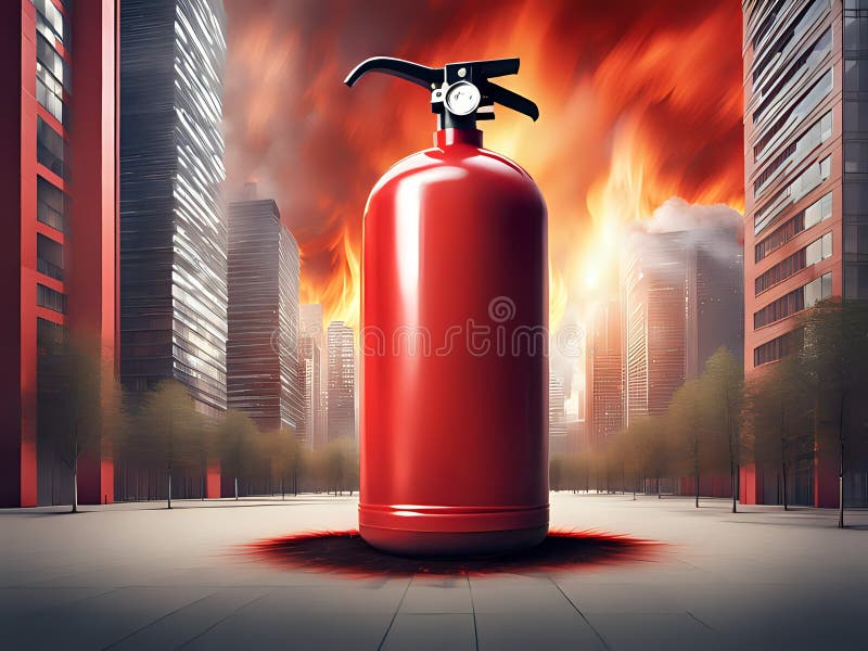 A Giant Sculpture of a Steampunk Fire Extinguisher Surrounded by Modern ...