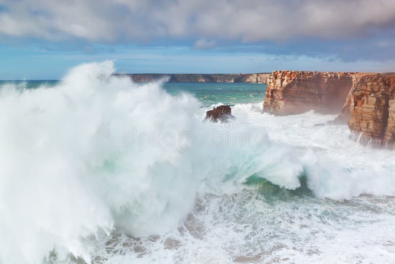 Giant Sea Wave Going Ashore. Stock Image - Image of nature, break: 28499981