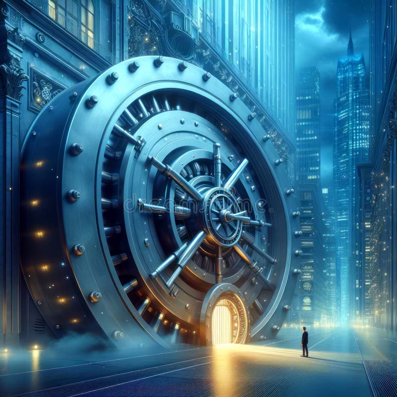 Secure Titanium Vault of the Future Stock Illustration - Illustration ...