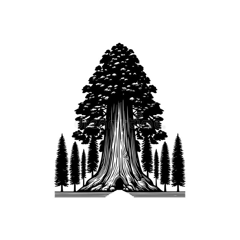 Giant Sequoia Front View Vector Icon Vintage Retro Logo Illustration ...