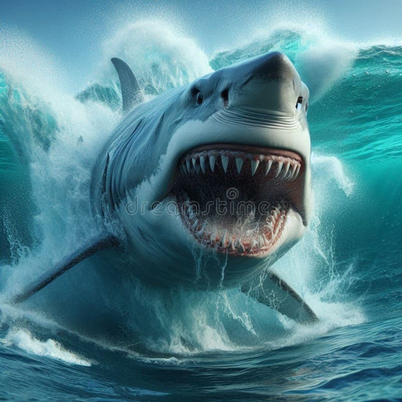 Giant Shark Very Angry stock illustration. Illustration of mammal ...