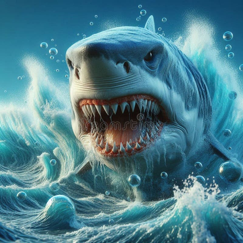 Giant shark very angry stock illustration. Illustration of screenshot ...