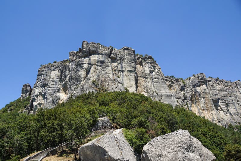 Giant Sharp Stones among the Grass on the Top of Mountain Meadows in ...