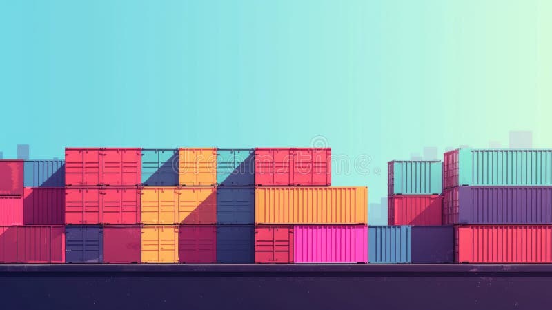 Giant Shipping Containers Stacked High on the Deck of a Cargo Ship ...