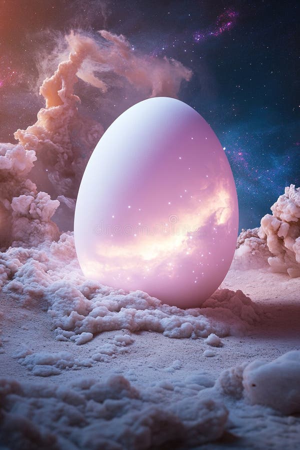 Giant Softly Glowing Easter Egg Suspended Vastness Space Surrounded ...