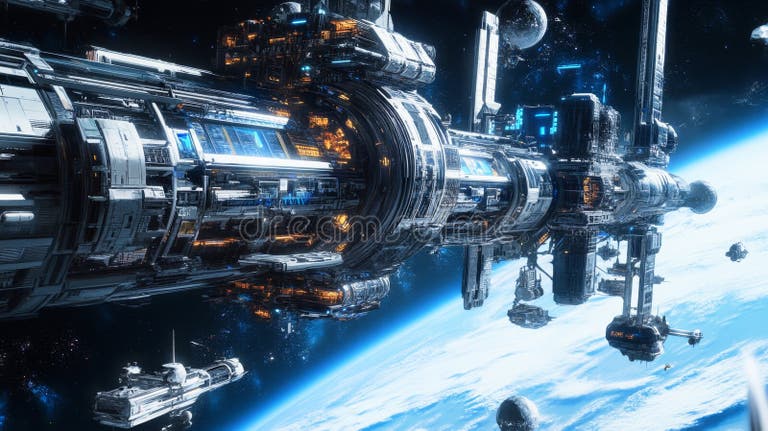 Giant Space Station Orbiting Earth Showcases Advanced Architecture and ...