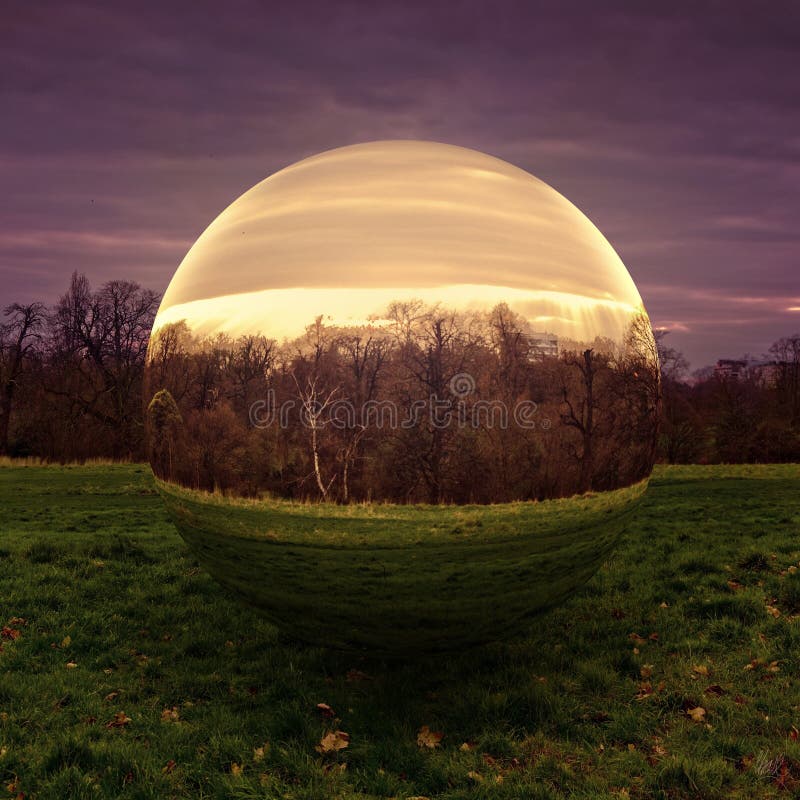Giant Sphere with a Mirror Surface in the Middle of Nowhere Stock Photo ...