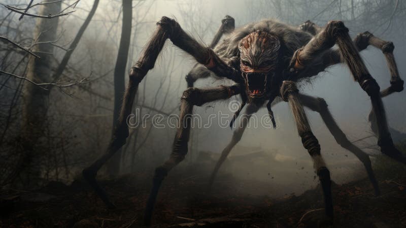 Giant Spider: Hyper-realistic Sci-fi Mist Creature with Irony Stock ...