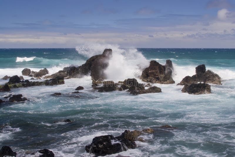 Giant Splash at Rocky Shore Stock Photo - Image of wind, ocean: 7960080