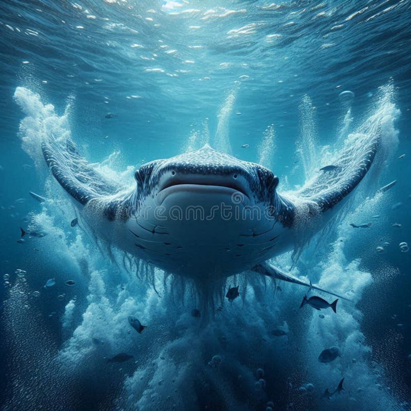 Giant Stingray Swim on the Deep Sea Stock Photo - Image of giant ...