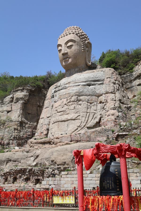 Giant Stone Buddha Statue - Close View, North Wei Dynasty Stock Image ...