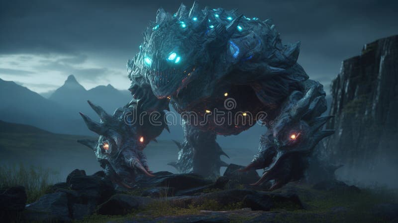 Giant Stone Creature, Digital Art Illustration, Generative AI Stock ...