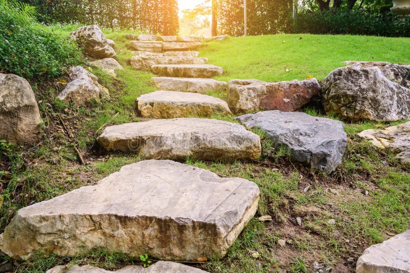 Giant Stone Make it for Stairs Connecting Garden Paths Stock Photo ...