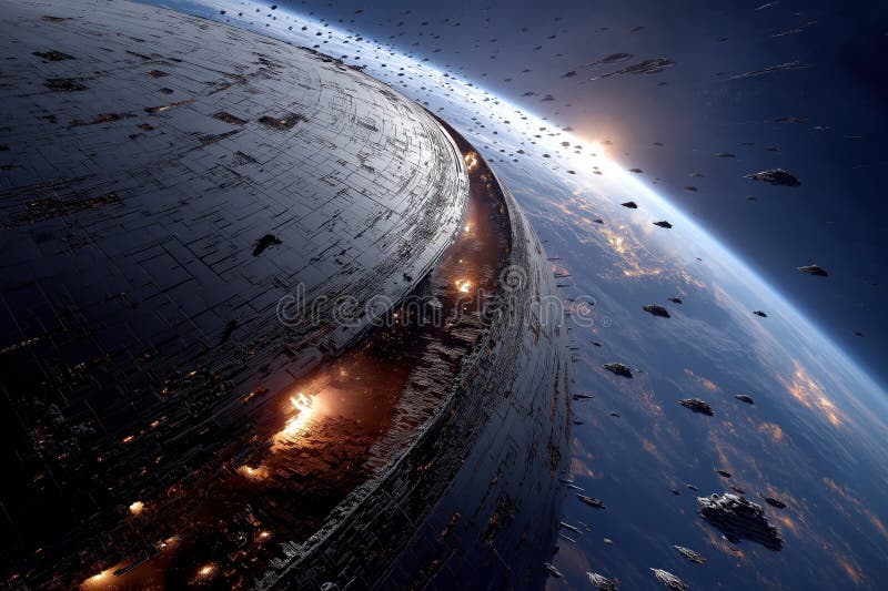 Swarming Spacecraft Build Massive Dyson Sphere Ring Glowing Around ...