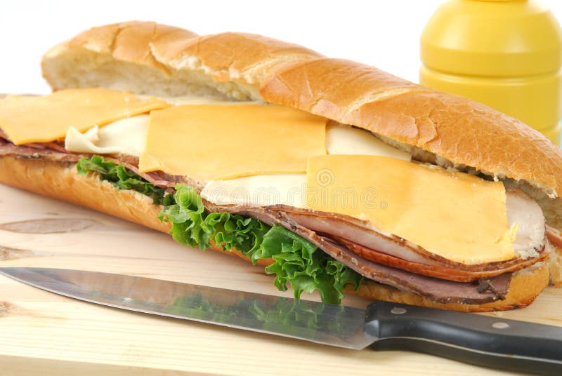 Giant sub Sandwich stock image. Image of roll, foot, turkey - 4006875