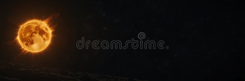 Giant Sun on Black Empty Space Universe Void Panoramic Wide Angle Ai ...