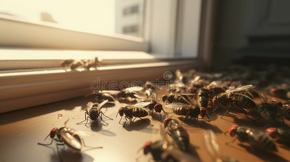 A giant swarm of flies stock illustration. Illustration of white ...