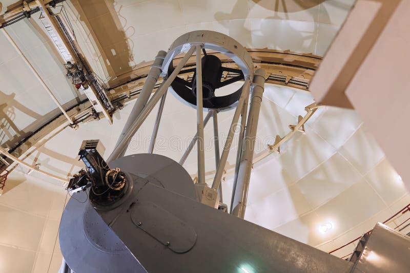 Giant Telescope Under a Metal Structure in an Observatory Building ...