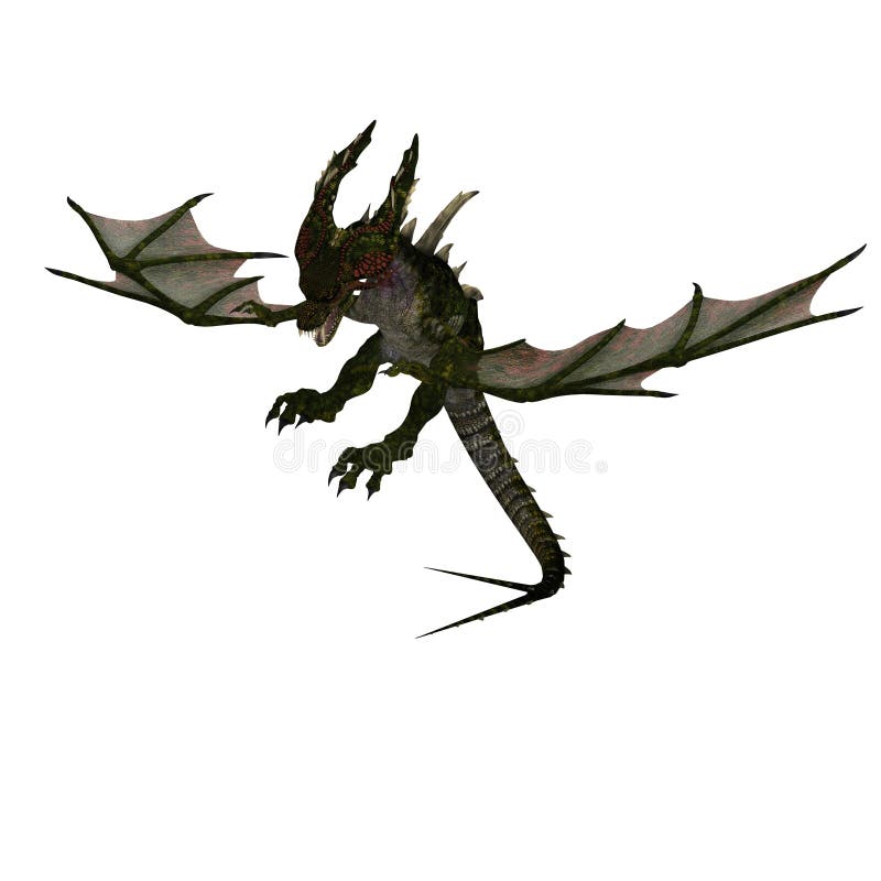 Giant Terrifying Dragon with Wings and Horns Stock Illustration ...