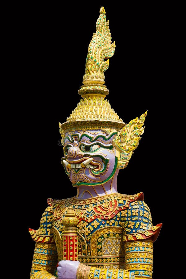 Giant of Thai Temple on the Black Background Stock Photo - Image of ...