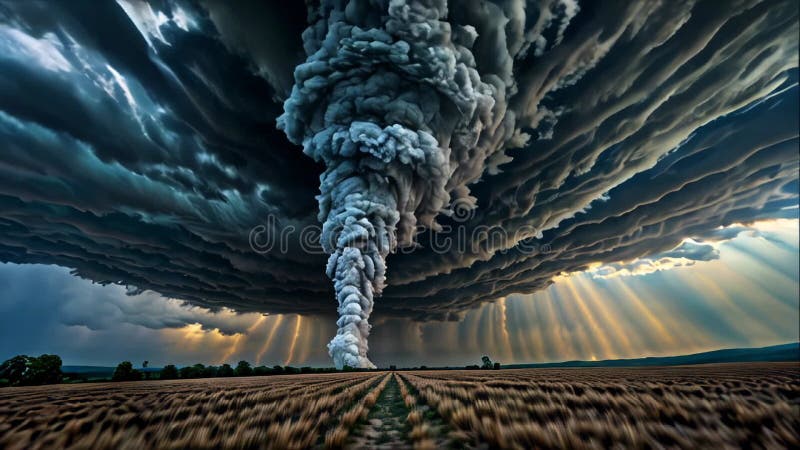 A Giant Tornado . AI Generation Stock Footage - Video of field ...