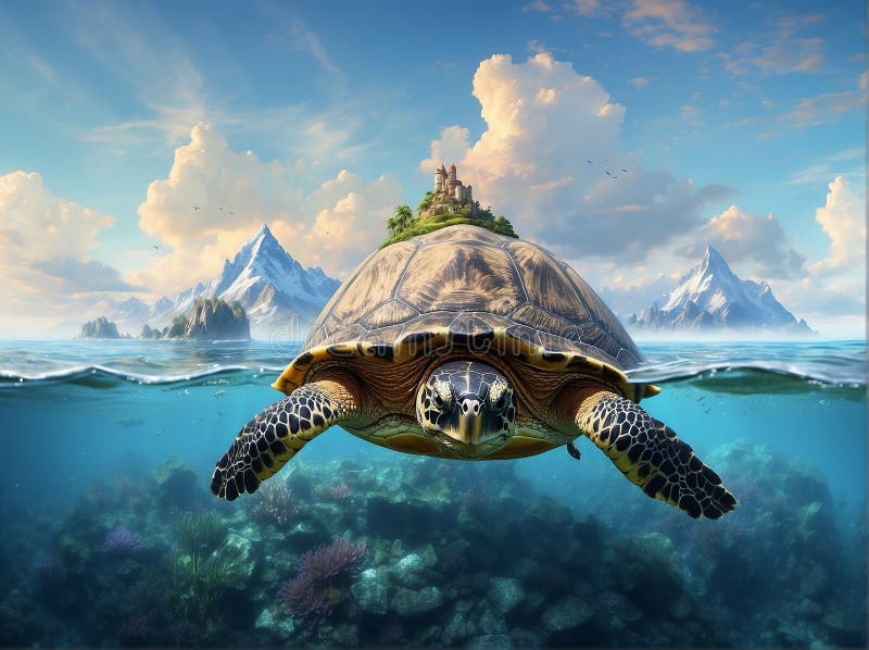 The Giant Tortoise Carries a Ride on Its Back Stock Vector ...