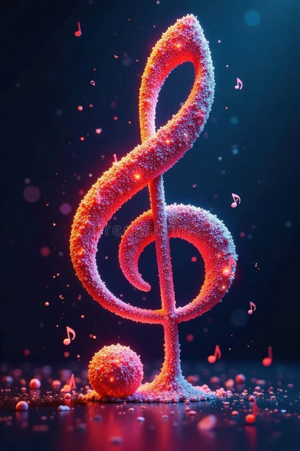 Giant Treble Clef Dominates, Tiny Notes Scatter Around , Score, Macro ...