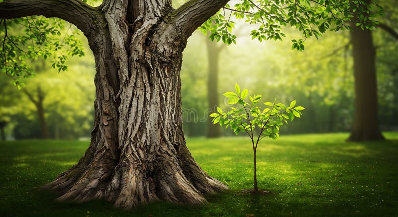 Giant Tree with a Thick, Textured Trunk and Sprawling Branches in a ...