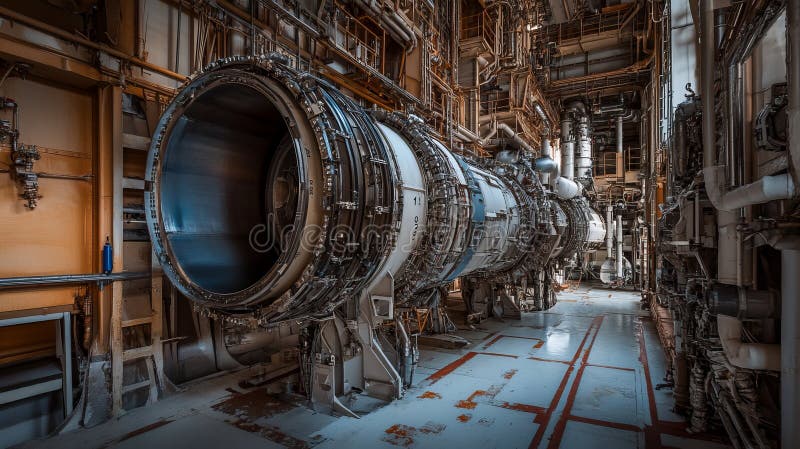 Giant Turbine Engine, Complex Industrial Machinery. Power Generation or ...
