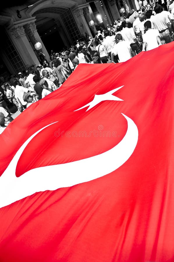 Giant Turkish Flag editorial stock image. Image of crowd - 20414904