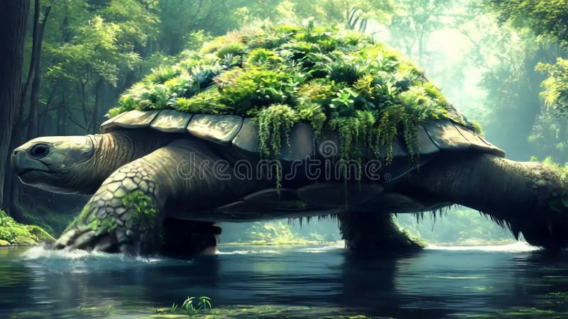 Giant Turtle, Plants Beautiful Fantasy Turtle Stock Video - Video of ...