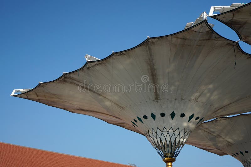 Giant Umbrella at the Great Mosque of Central Java Stock Image - Image ...